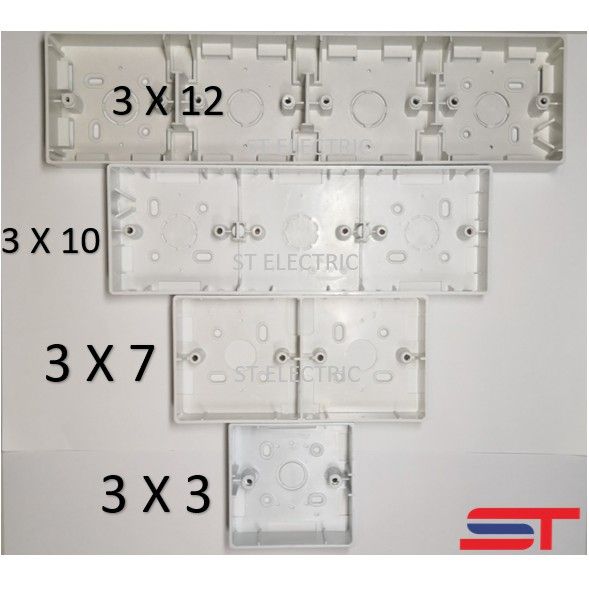 PVC BOX SURFACE TYPE NUT / ELECTRICAL BOX / WHITE BOX / BASE 3X3 / 3X7 ...
