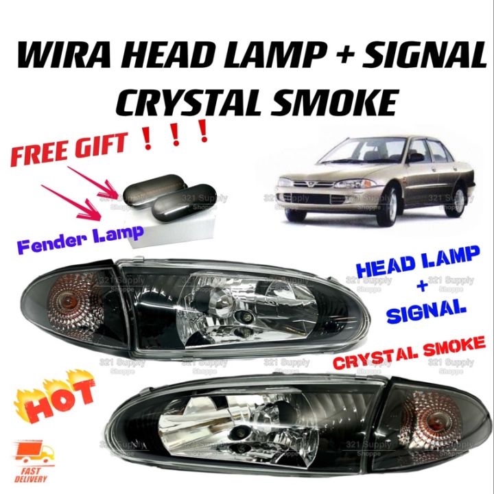 WIRA HEAD LAMP CRYSTAL SMOKE SET (FREE FENDER LAMP LED) // lampu besar ...