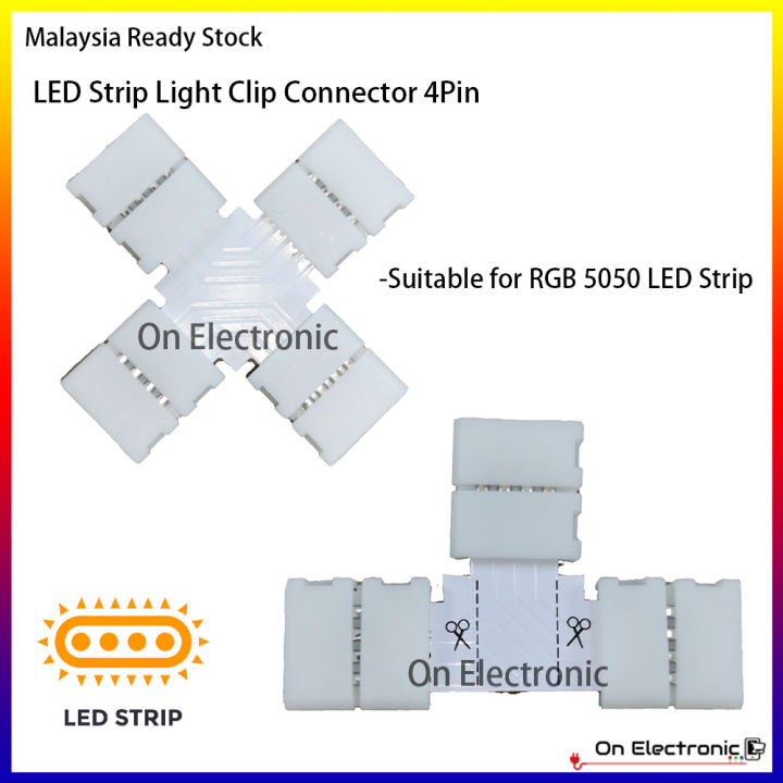 White RGB T Shaped 4 Pins 4 Way Female Connector Adapter For 5050 RGB ...