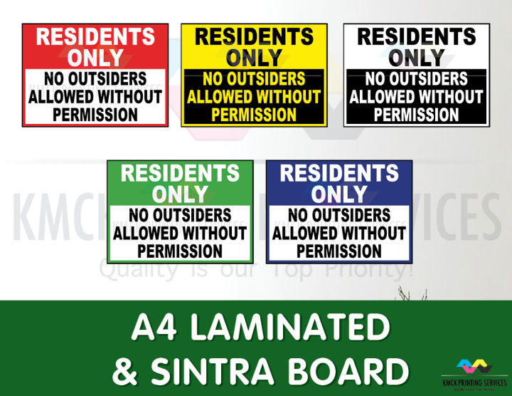 Residents Only | No Outsiders Allowed Without Permission Signages ...