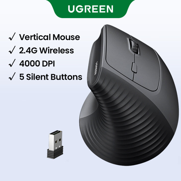 UGREEN 2.4G Wireless Vertical Mouse 4000DPI Ergonomic for Laptop PC ...
