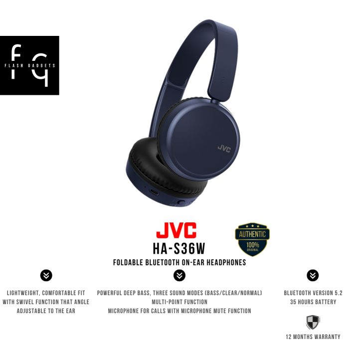 JVC HA-S36W Wireless Bluetooth Headphones I 1 Year JVC Malaysia Warranty | Lazada