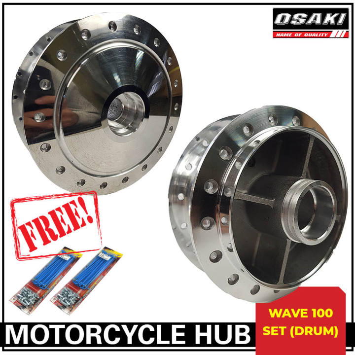 WAVE 100 Osaki Mirror Chrome Hub (Hub Set / Front Hub / Rear Hub ...