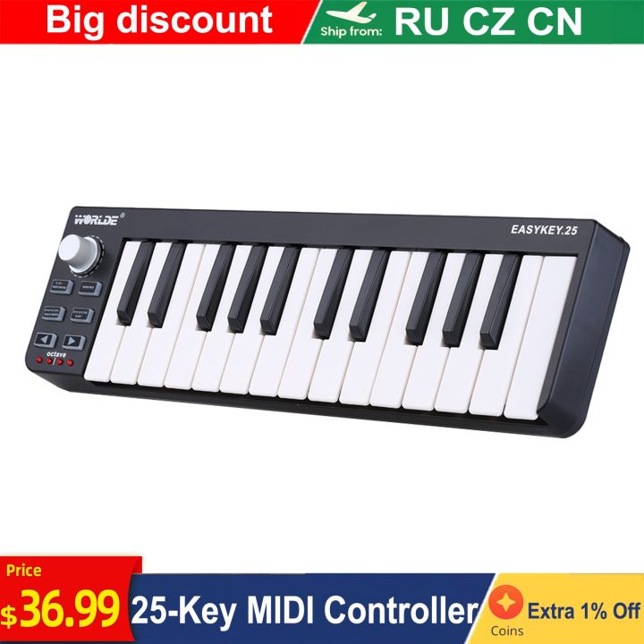 Worlde Easykey.Mini 25-Key USB MIDI Controller 49 Portable Keyboard 61 ...