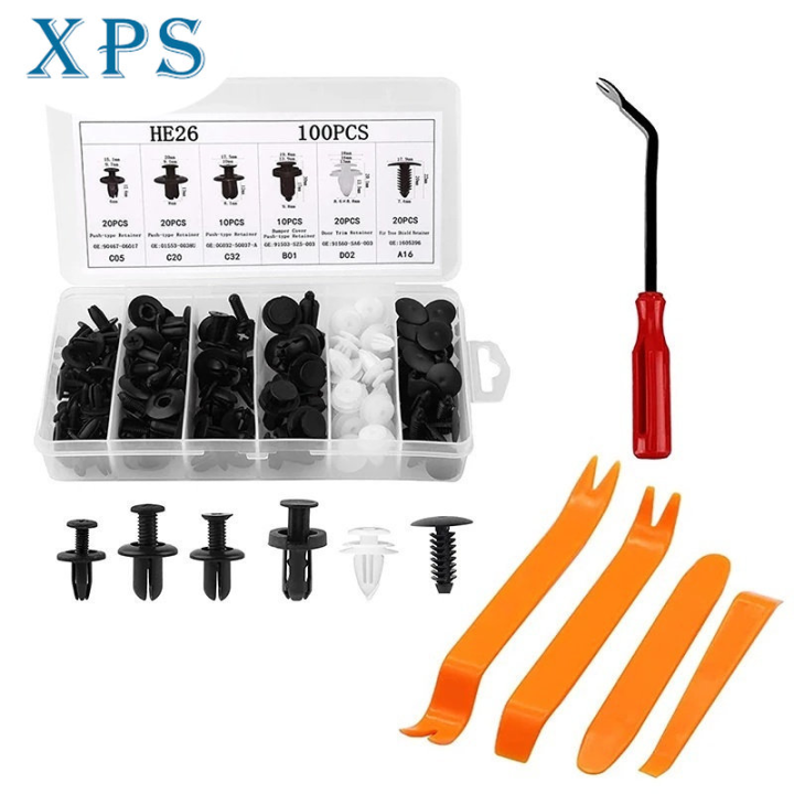 xps 100pcs Auto Fastener Clip Car Body Push Retainer Pin Rivet Bumper ...