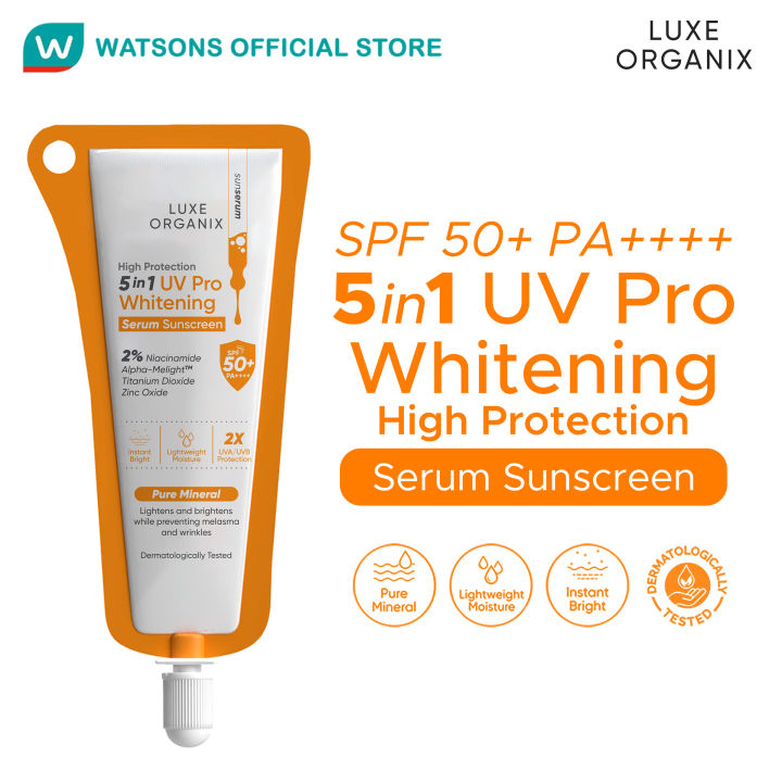 LUXE ORGANIX 5in1 UV Pro Whitening Serum Sunscreen SPF 50 PA+++ 10mL ...