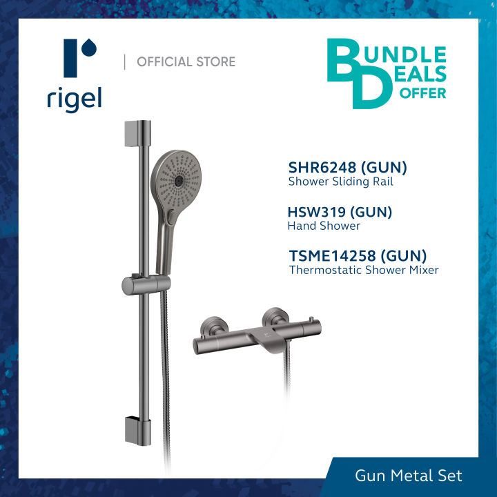 [Pre-Order] RIGEL Exposed Thermostatic Gun Metal Shower Mixer Set ...