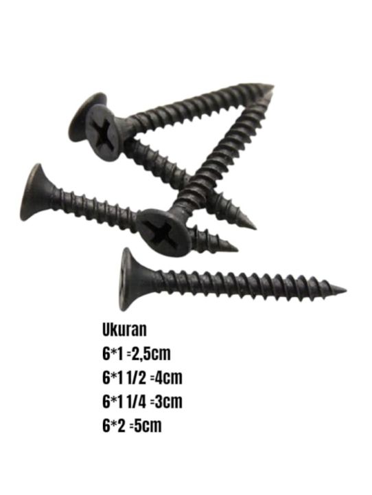 Skrup sekrup baja hitam / sekrup gypsum hitam / skrup drywall | Lazada Indonesia