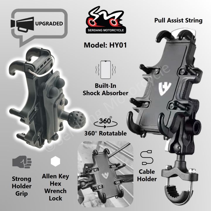 Phone Holder HY01 Shock Absorber Motorcycle Bicycle Solid Sturdy Motosikal Bike Basikal Pemegang ...