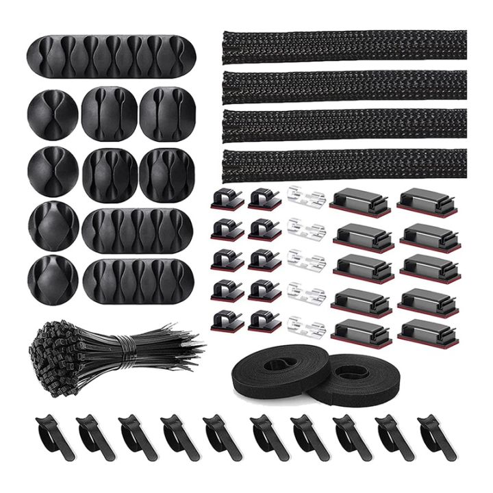152 Pcs Cable Management Cord Organizer Kit, Include Self Adhesive Clips, Cable Sleeves ...