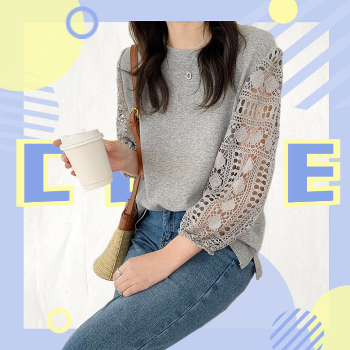 QKKshop เสื้อคอแขนลูกไม้สวย💥ตรึงติดชิดดวงใจยังสวยรันจวนชวนให้ฝัน🌩สวย ...