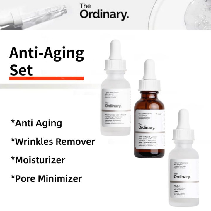 The Ordinary Anti Aging Set Niacinamide Serum / Buffet Serum / Retinol ...