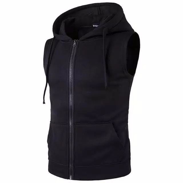 rompi pria hoodie vest fleece rompi hitam pria | Lazada Indonesia