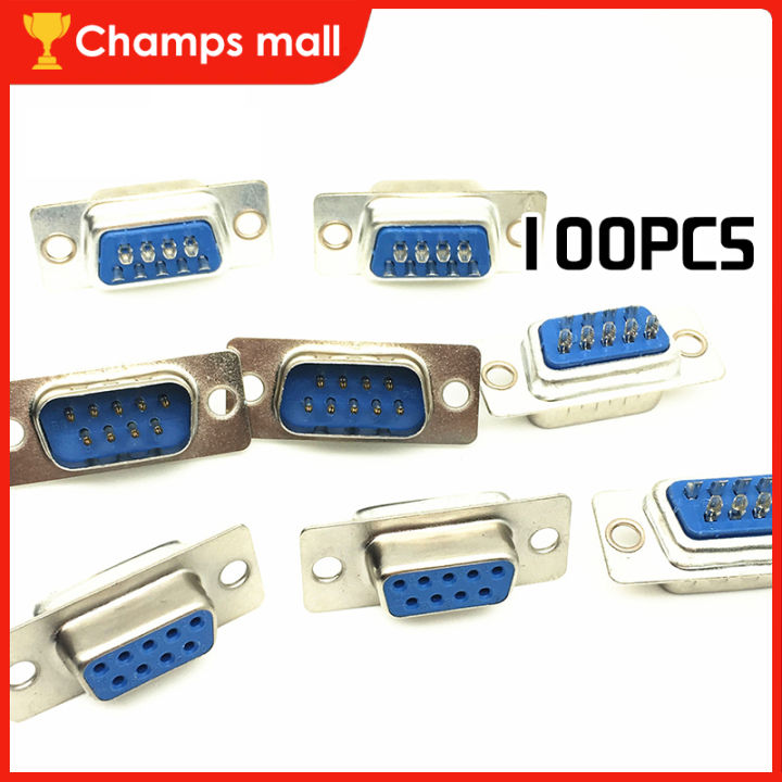 100Pcs RS232 DB9 Serial VGA 9 Pin Female Male Plug 2 Rows Solder Type ...