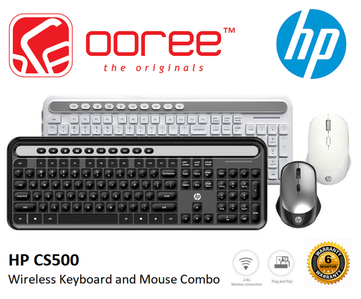 HP CS500 2.4GHZ WIRELESS KEYBOARD AND MOUSE COMBO WITH PLUG & PLAY 104 S-SHAPED KEYCAP KEYBOARD ...