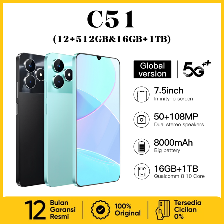 โทรศัพท์ C51 มือถือ 12+512GB Android 5G 7.5 นิ้ว cellphone หน้าจอขนาด ...