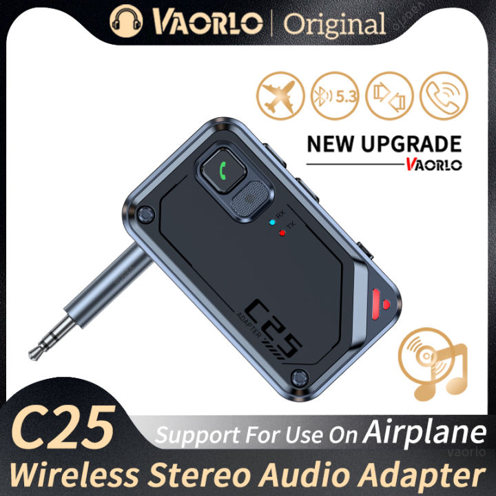 VAORLO 2 in 1 Bluetooth 5.3 Audio Transmitter Receiver 3.5MM AUX Hifi Stereo Music Wireless ...