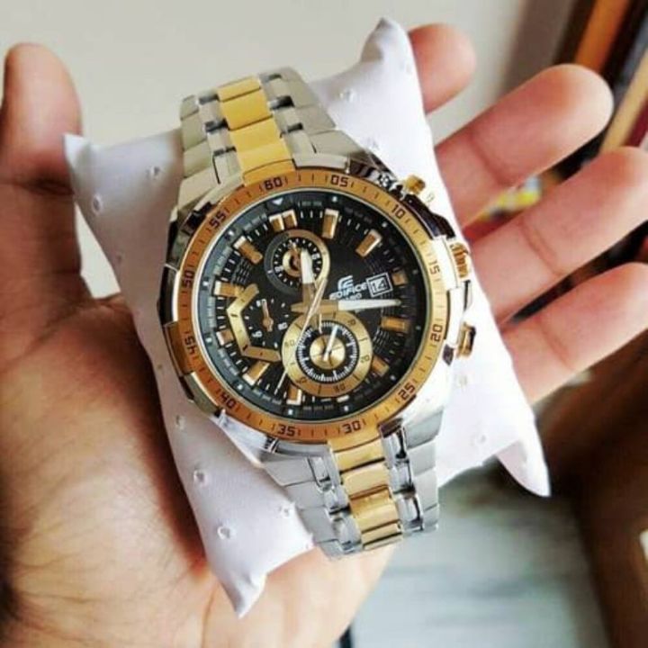 OFFER🥳🥳 EDIFICE EFR-539D SILVER BLACK SEMI GOLD MEN WATCH | Lazada