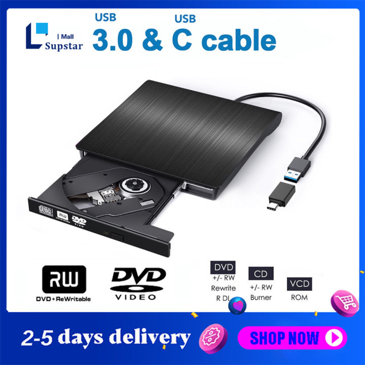 External DVD Optical Drive USB3.0 CD/DVD-ROM CD-RW Player Reader ...