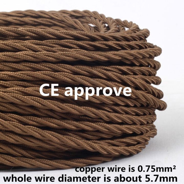 2 Core 3 Core 0.75mm Vintage Woven Textile Electrical Wire Retro Color ...