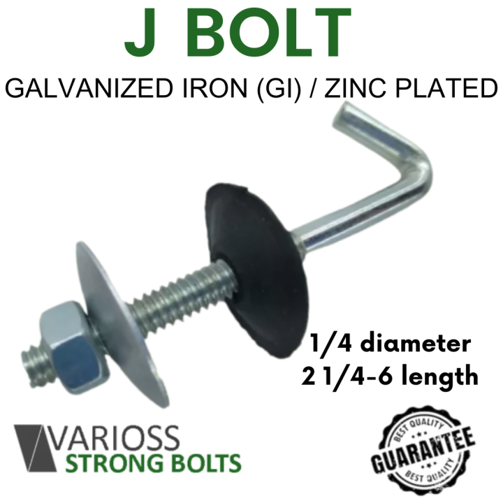 1pc bolt with nut and bonded rubber - GI J-Bolt for Roofing with nut ...