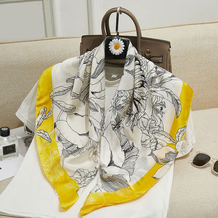 Ladies Fashion 90cm Square Silk Scarves LISA Large Shawl Wrap Hijab ...