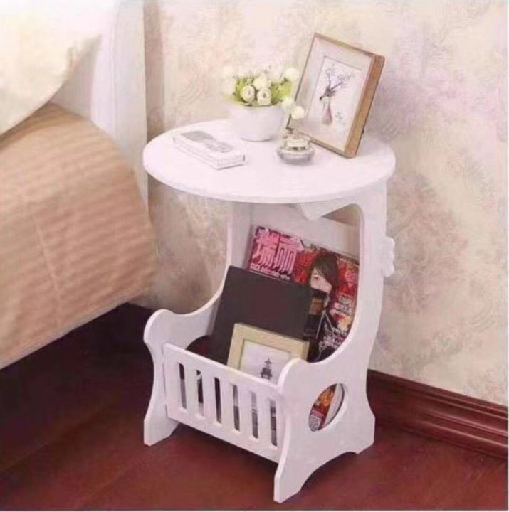 "CANDID SHOP" Round European Style Table Bed Side Table Magazine Rack ...