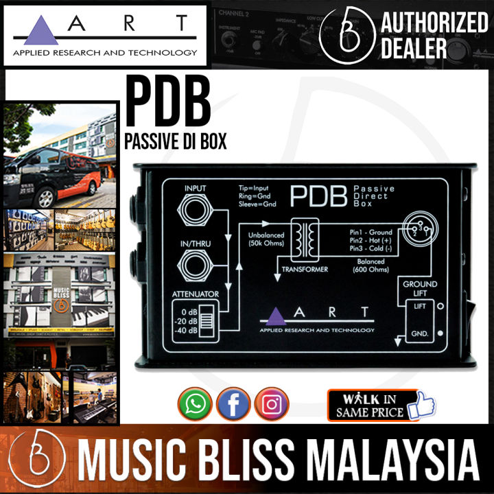 ART pdb Passive DI Box for Active Electric Guitar, Bass & Keyboards ...