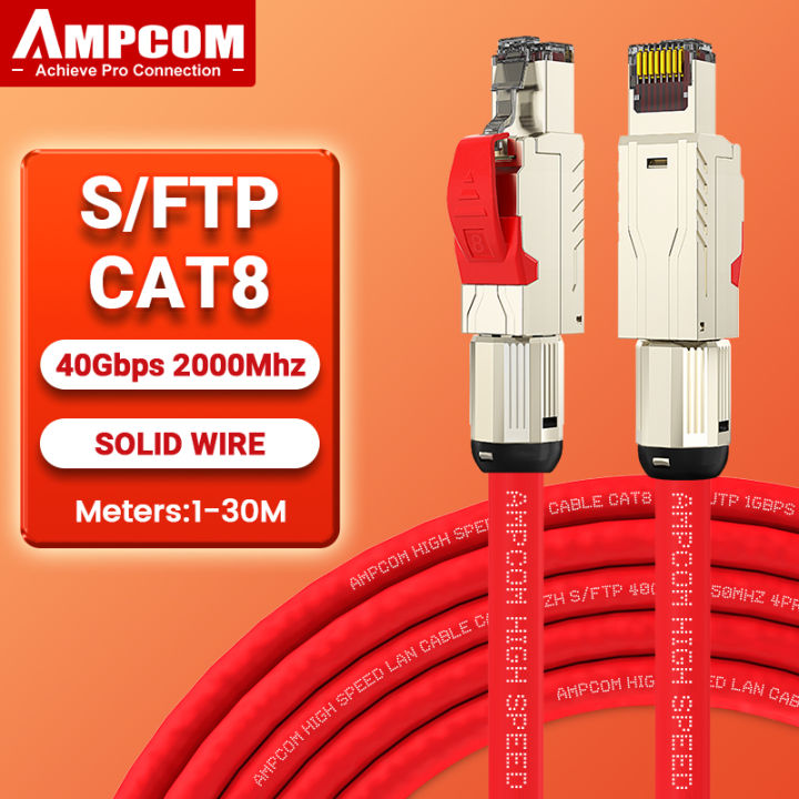 AMPCOM Ethernet Patch Cable, CAT8/CAT7/CAT6A S/FTP 22AWG Screened Solid Cable | 2000Mhz (2Ghz ...