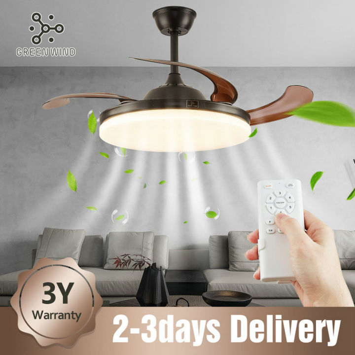 GREEN WIND Ceiling Fan with Lights 42" 48" Invisible Fan Blade Fans ...