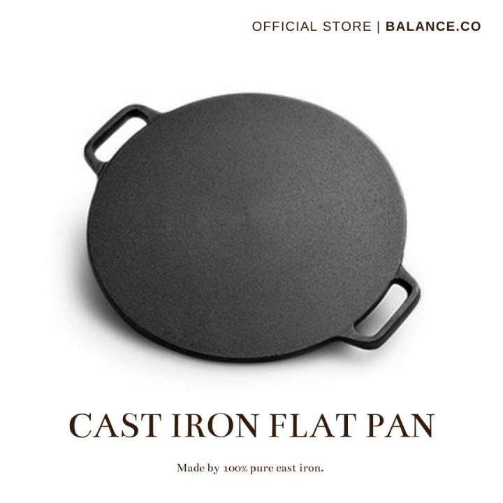 Balance.co Pre-seasoned Pure Cast Iron Flat Pan / Non Stick Crepe Pan ...
