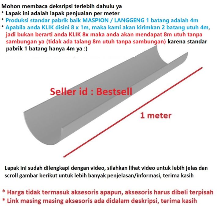 Talang LANGGENG 8 inch harga per meter meteran talang PVC diameter 8 ...