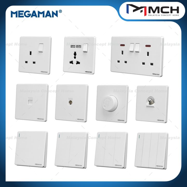 [SIRIM] MEGAMAN Z8 SERIES WHITE USB SWITCHES & SOCKETS FULL RANGE | Lazada