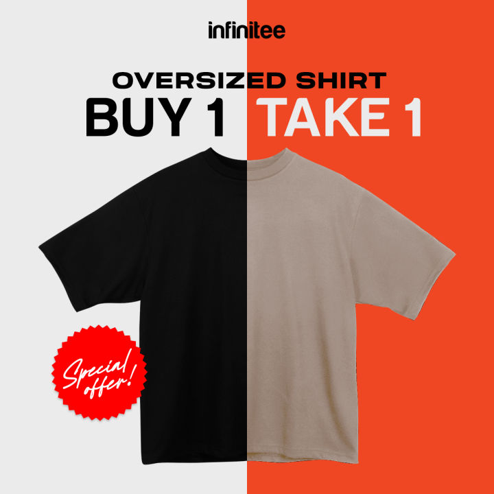 Infinitee Buy 1 Take 1 Plain Oversized Tshirt T Shirt For Men Women Shirt classic basic loose ...