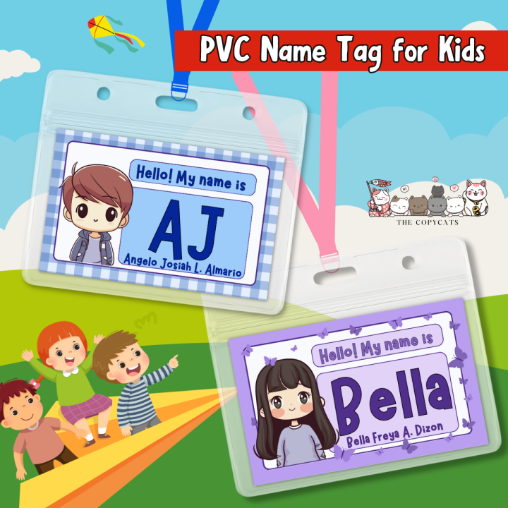 PERSONALIZED ID NAME TAG PVC ATM SIZE CUTE NAME TAG FOR KIDS PVC NAME ...