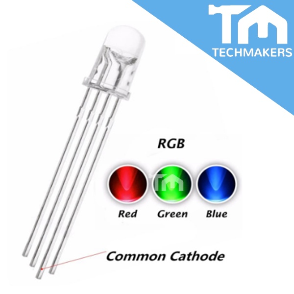 LED 5mm, 4-Pin RGB Green & Red & Blue Tri-Color Common Anode/ Cathode ...