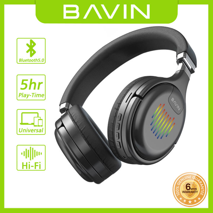 BAVIN BH26 5.0 HI-FI Bluetooth Stereo Audio Sound Headphone Wireless Color Black Only | Lazada PH