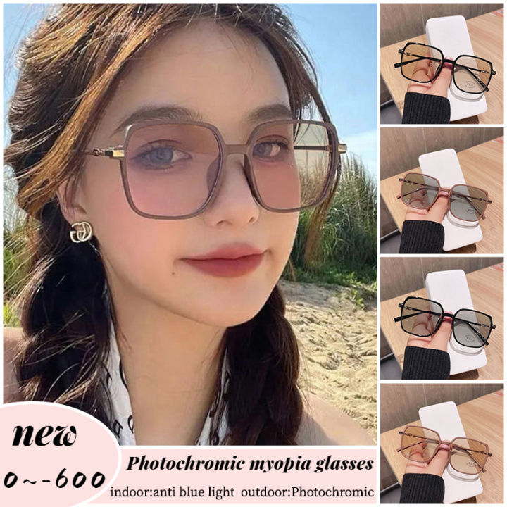 0~-600 2022 New Photochromic Glasses For Women Fashion Color Changing ...
