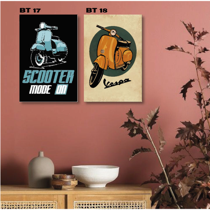 Poster Kayu MDF Motor Vespa Classic Atau Scooter Tinggal Gantung Ukran ...
