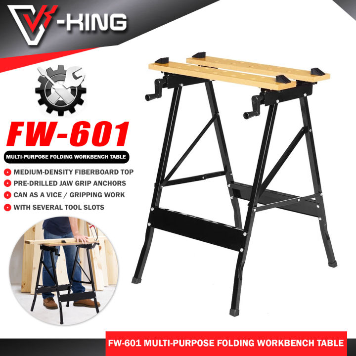 V-KING FW-601 Multi-Purpose Folding Workbench and Vice Portable Work ...