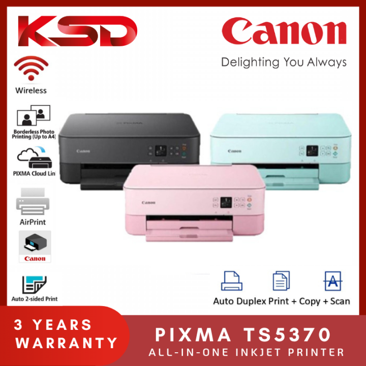 Canon Pixma TS5370 (Pink, Green, Black) All-In-One Printer with Auto ...