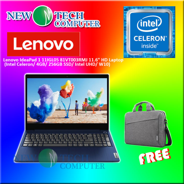 LAPTOP Lenovo IdeaPad 1 11IGL05 81VT003RMJ 11.6" HD Laptop (Intel ...