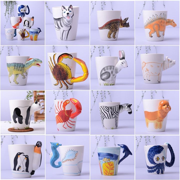 【High-end cups】สร้างสรรค์ถ้วยเซรามิก400มิลลิลิตรการ์ตูนสัตว์กาแฟถ้วยนม ...