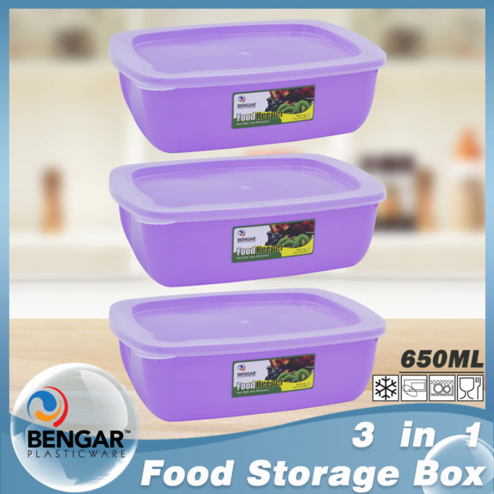 3in1 Food Keeper Set of Food Storage Lunch Box 650ml Plastic Food ...