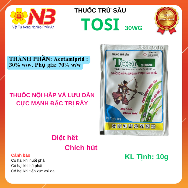 Gói nhỏ Tosi 30WG 10g Thuốc trừ rầy, lưu dẫn nội hấp, phun không trúng ...