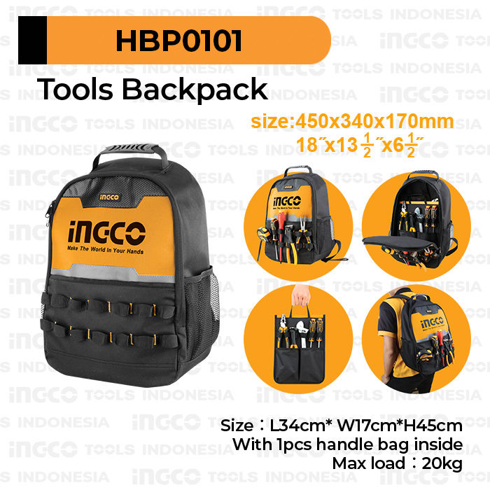 Tools Backpack (20 kg) INGCO HBP0101 - Tas Ransel Bag Alat Perkakas ...