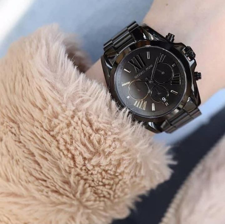 Authentic Michael Kors Bradshaw Chronograph Black Stainless Steel Watch ...