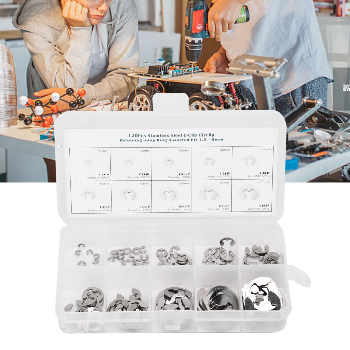 【ราคาถูก】120Pcs E Clip Washer สแตนเลสสตีลวงแหวนยึดภายนอก Assortment ชุด ...