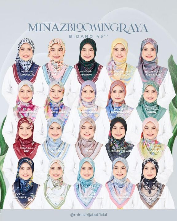 TUDUNG MINAZ HIJAB EDISI BLOOMING RAYA/WANDER SERIES/FREEDOM SERIES ...
