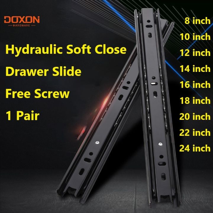 DOXON Soft Closing /Ordinary Hydraulic Drawer Full Extension 3 Fold Drawer Slide Guide Rail ...